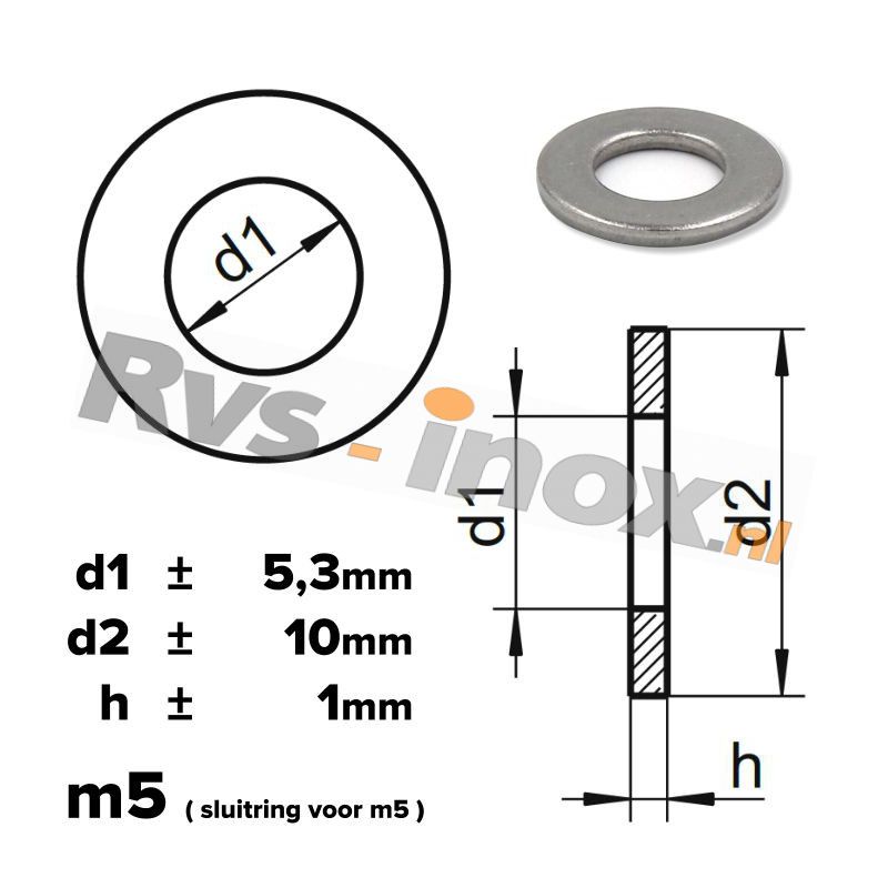 Rvs sluitring m5 - DIN 125A A2 | Rvs-inox.nl